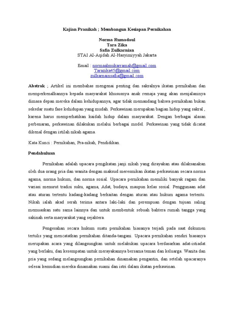 04 Artikel Pranikah KKS | PDF
