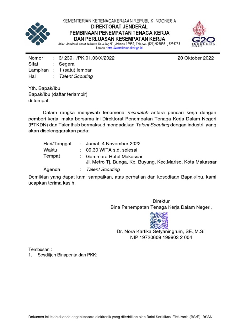 Direktorat Jenderal Pembinaan Penempatan Tenaga Kerja Dan Perluasan Kesempatan Kerja | PDF