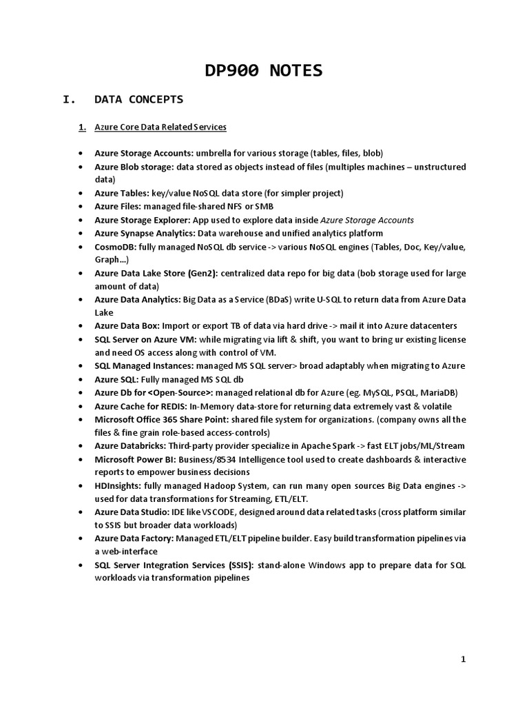 Azure Data Fundamental | PDF | Databases | Data Type Azure Data Fundamental | PDF | Databases | Data Type