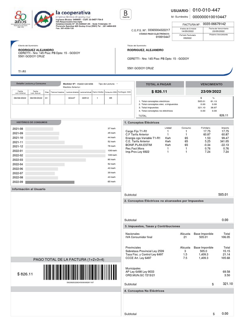 Rodriguez Alejandro Rodriguez, Alejandro: Pago Total de La Factura (1+2+3+4) | PDF | Economias ...