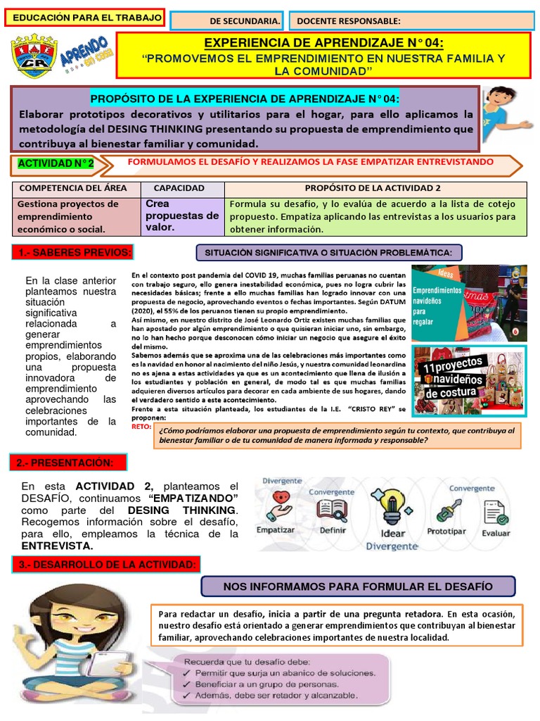 Eda 4 Semana 2 Ept 4° Iv Bimestre | PDF | Iniciativa empresarial | Evaluación