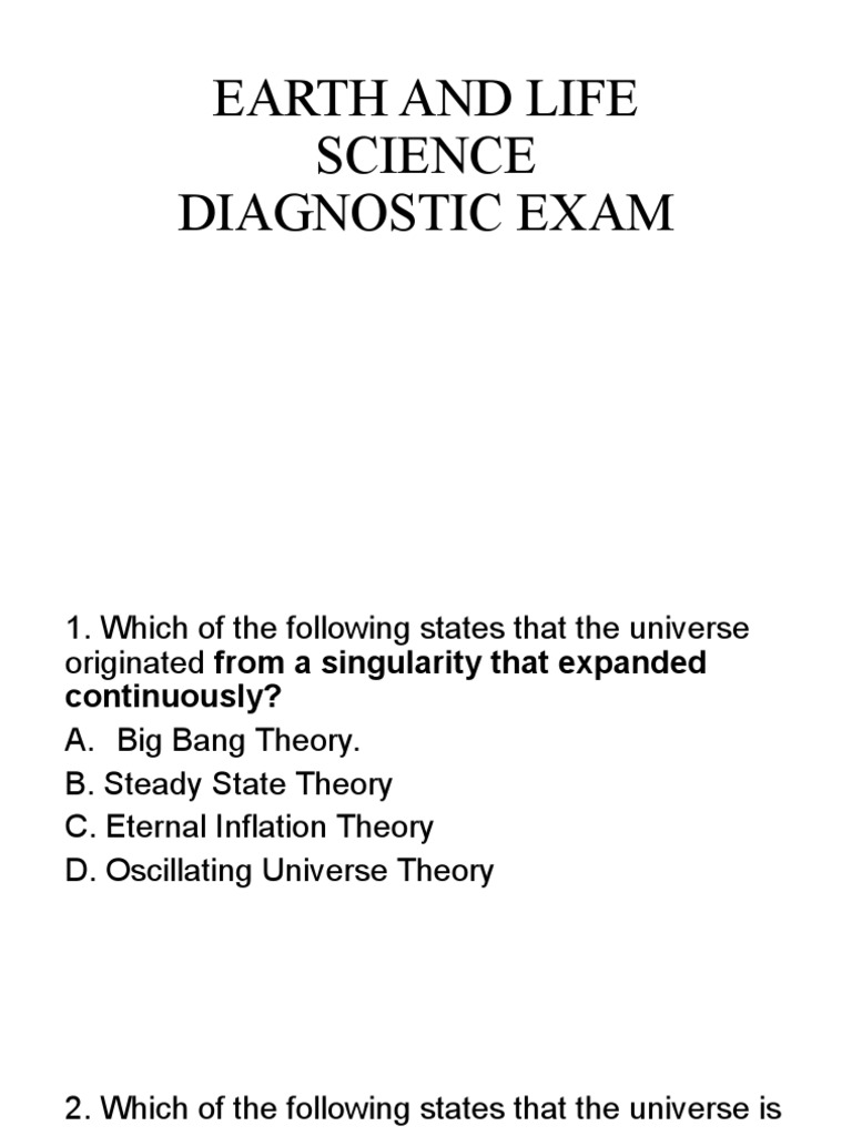 Earth and Life Science Diagnostic Exam | PDF | Rock (Geology) | Magma