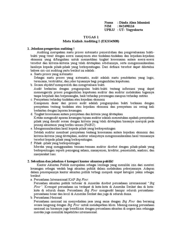 Tugas 1 Auditing | PDF