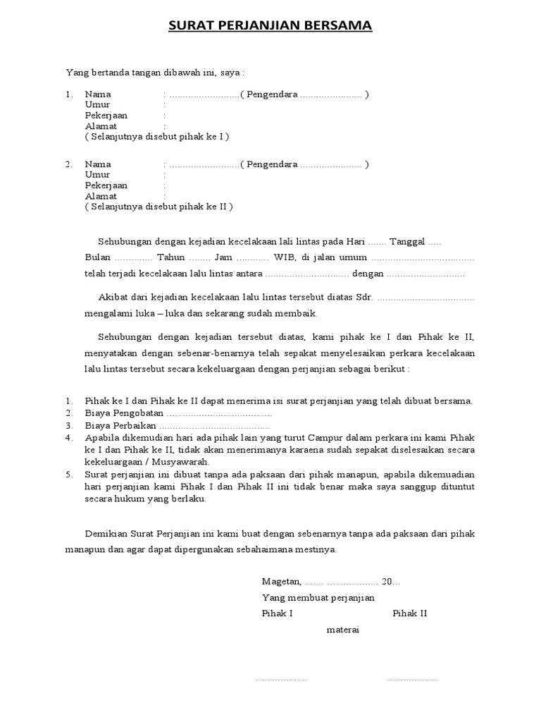 Surat Perjanjian Bersama | PDF