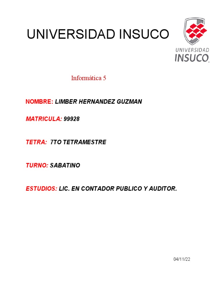 Portada UNIVERSIDAD INSUCO | PDF | Software | Informática