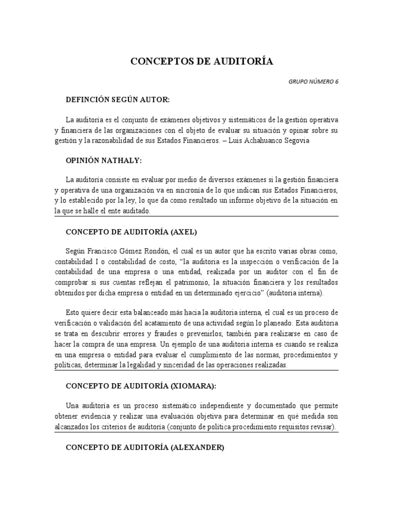Concepto de Auditoría | PDF | Auditoría | Contralor