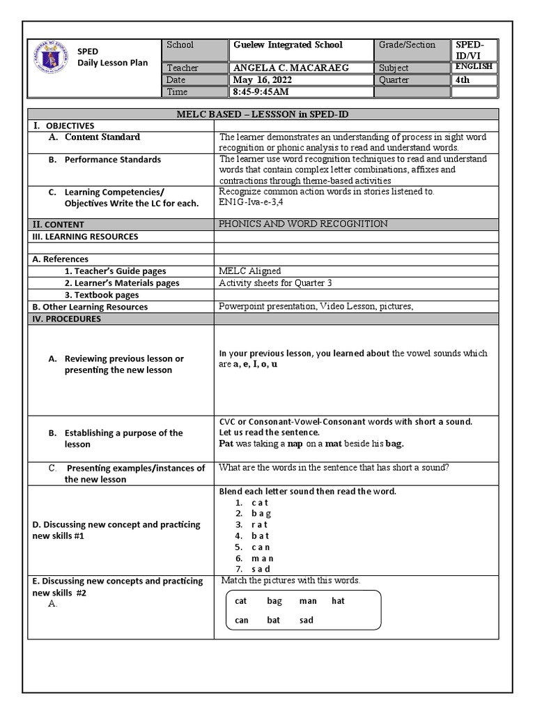 DLP Verb | PDF | Learning | Phonics