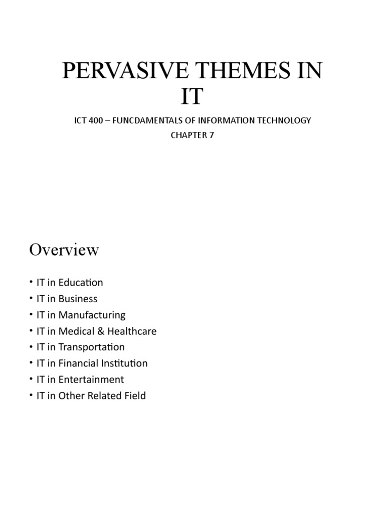 Maximizing Efficiency Through Technology: An Overview of the Pervasive ...