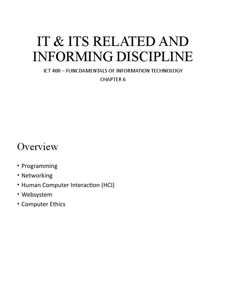 CH6 - It & Its Related & Informing Discipline | PDF | Computer Network ...