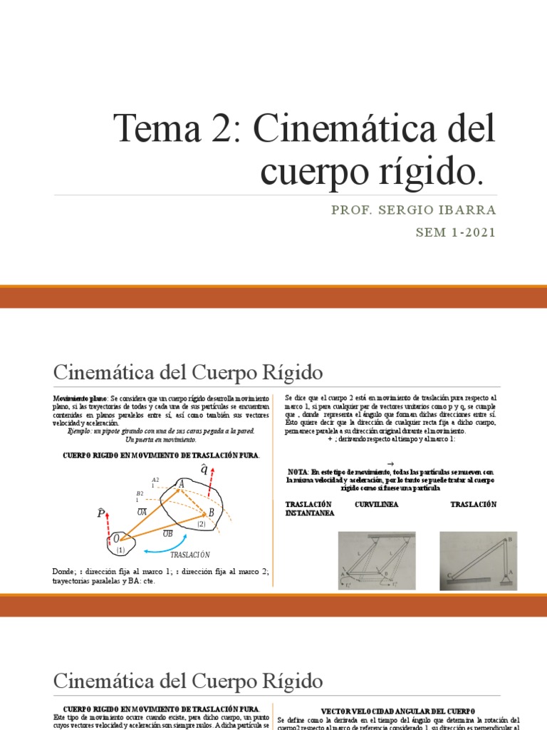 Tema 2 CINEMATICA DE CUERPO RIGIDO | PDF