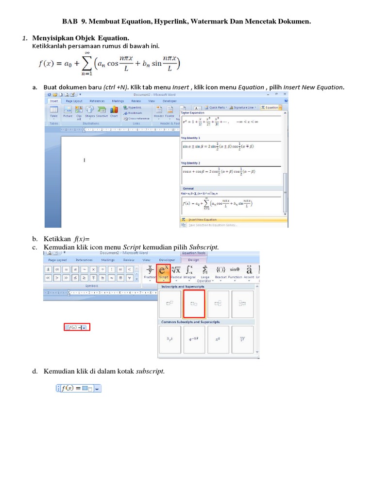 BAB 9. Membuat Equation, Hyperlink, Watermark Dan Mencetak Dokumen | PDF