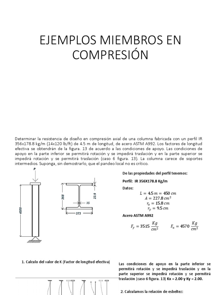 Ejemplos Miembros en Compresión | PDF | Pandeo | Ingeniería mecánica