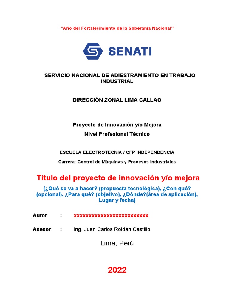 Proyecto de Innovación y Mejora Nivel Profesional Técnico 2019 Detallado OK | PDF | Business ...
