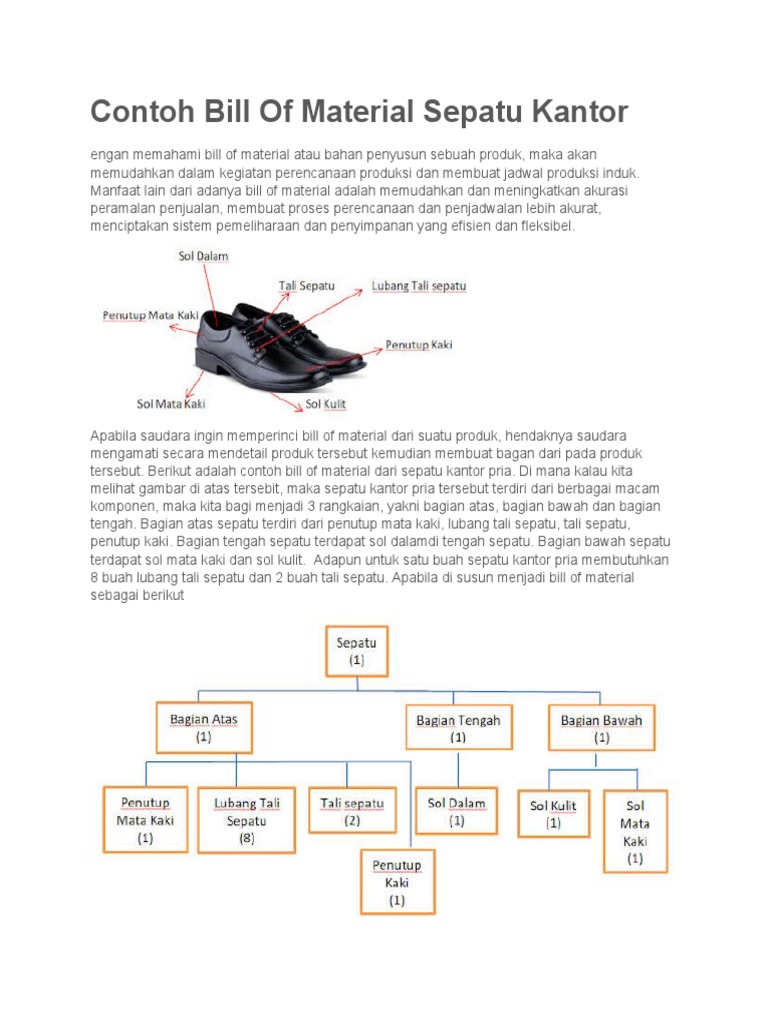 Contoh Bill of Material Sepatu Kantor | PDF