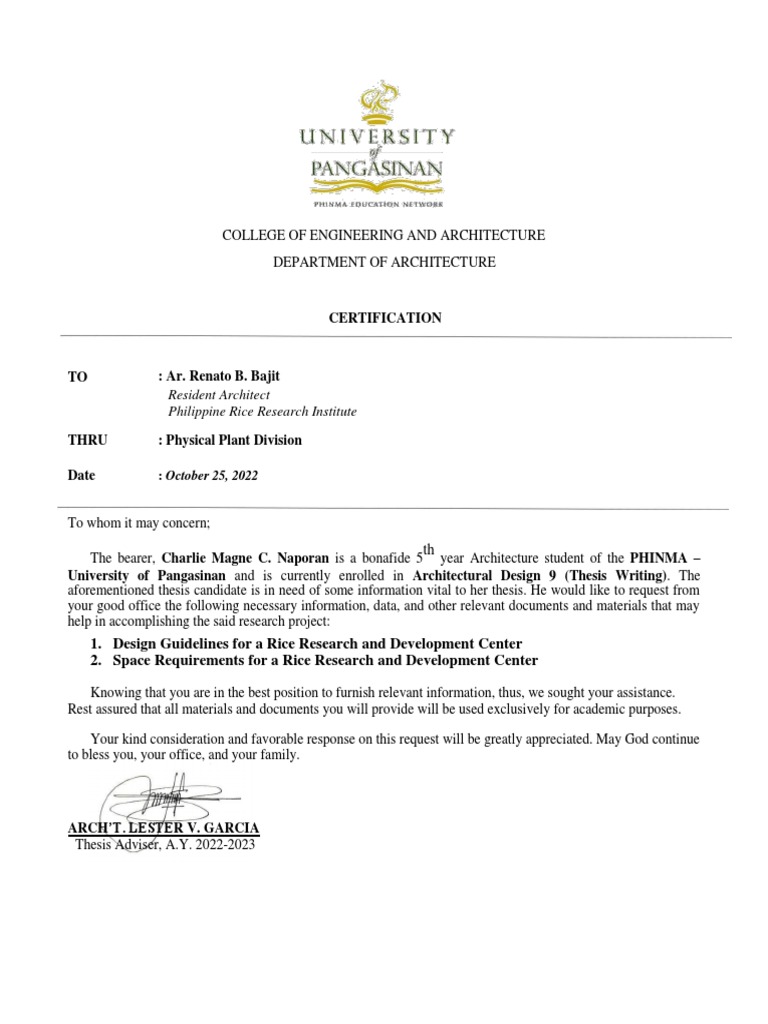 REQUEST LETTERS For Archtecture | PDF | Thesis | Architect