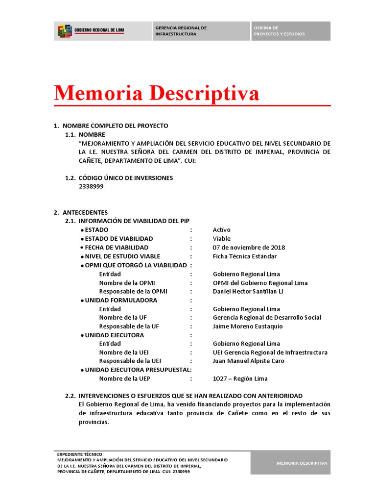 Memoria Descriptiva | PDF | Lima | Clima