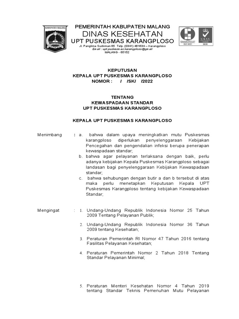 SK Kewaspadaan Standar | PDF