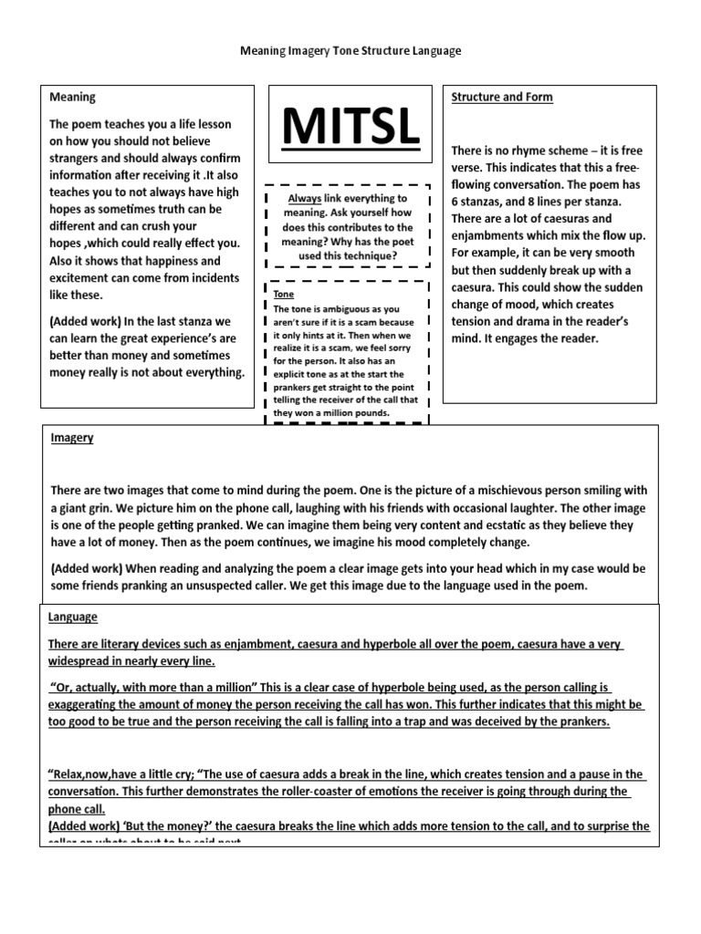 MITSL-The Telephone Call | PDF | Poetry