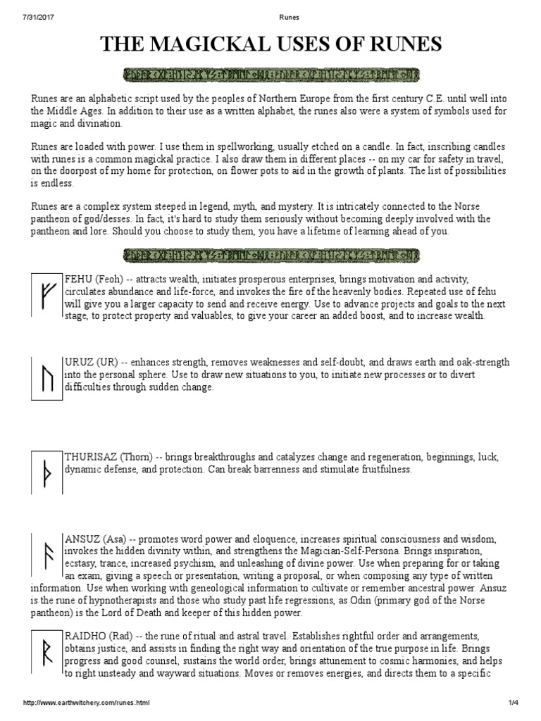Magickal Uses of Runes Explained | PDF | Runes | Æsir