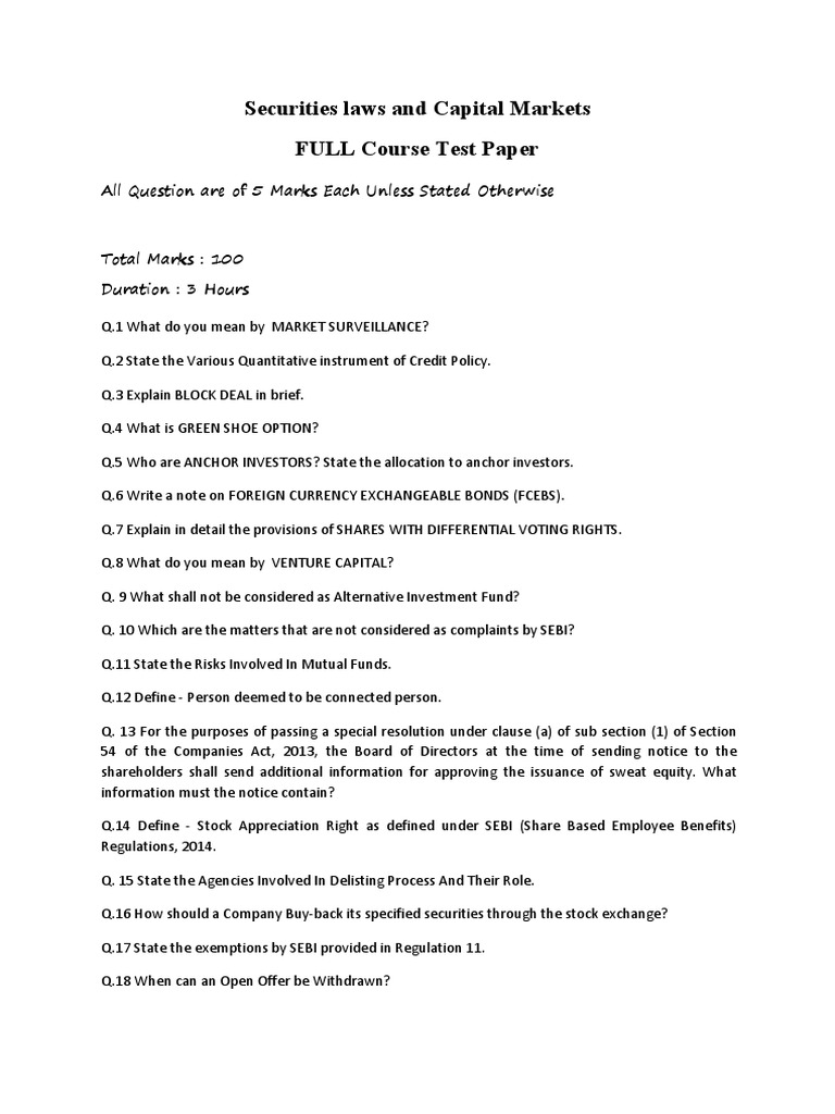 CS Executive SLCM Question Paper | PDF | Business | Finance & Money ...