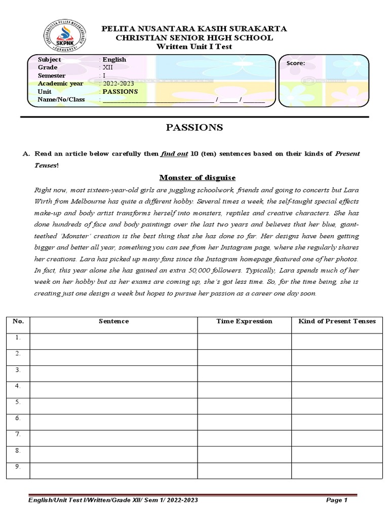 Grade 12 English Test | PDF | Language Arts & Discipline