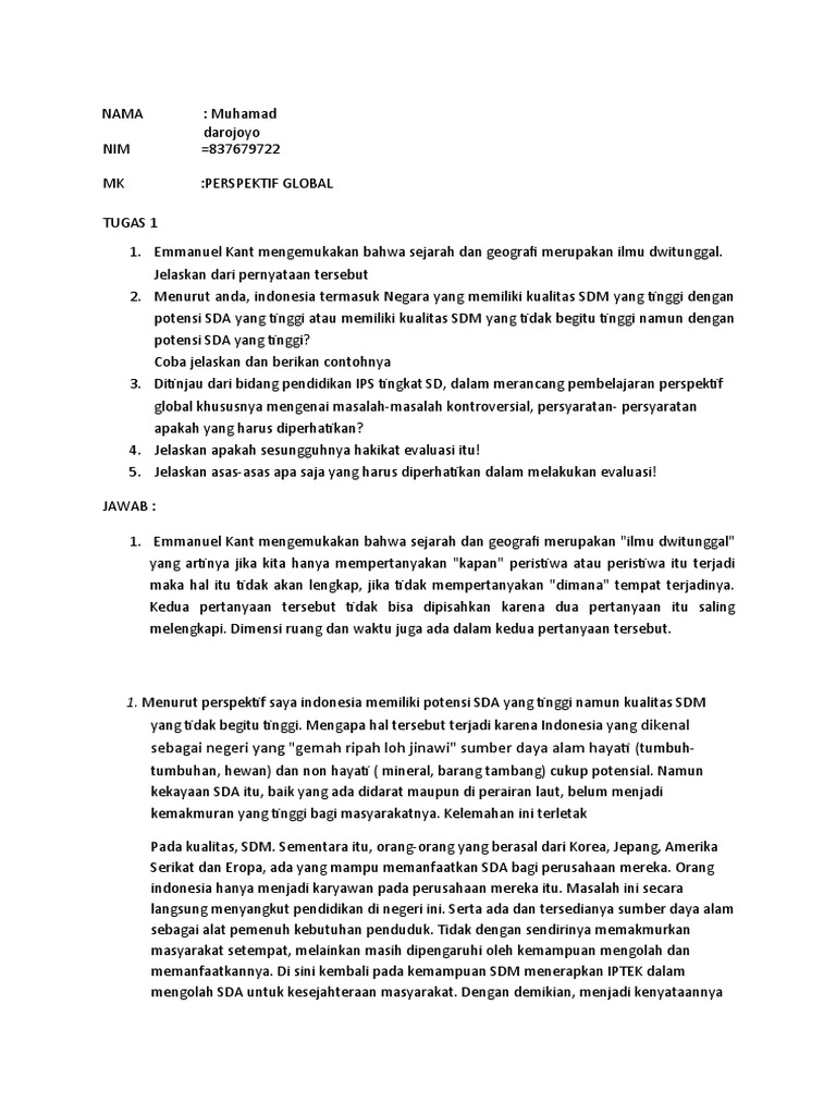 PDF Tugas 3 Perspektif Global DL | PDF | Kesehatan Holistik | Sains & Matematika