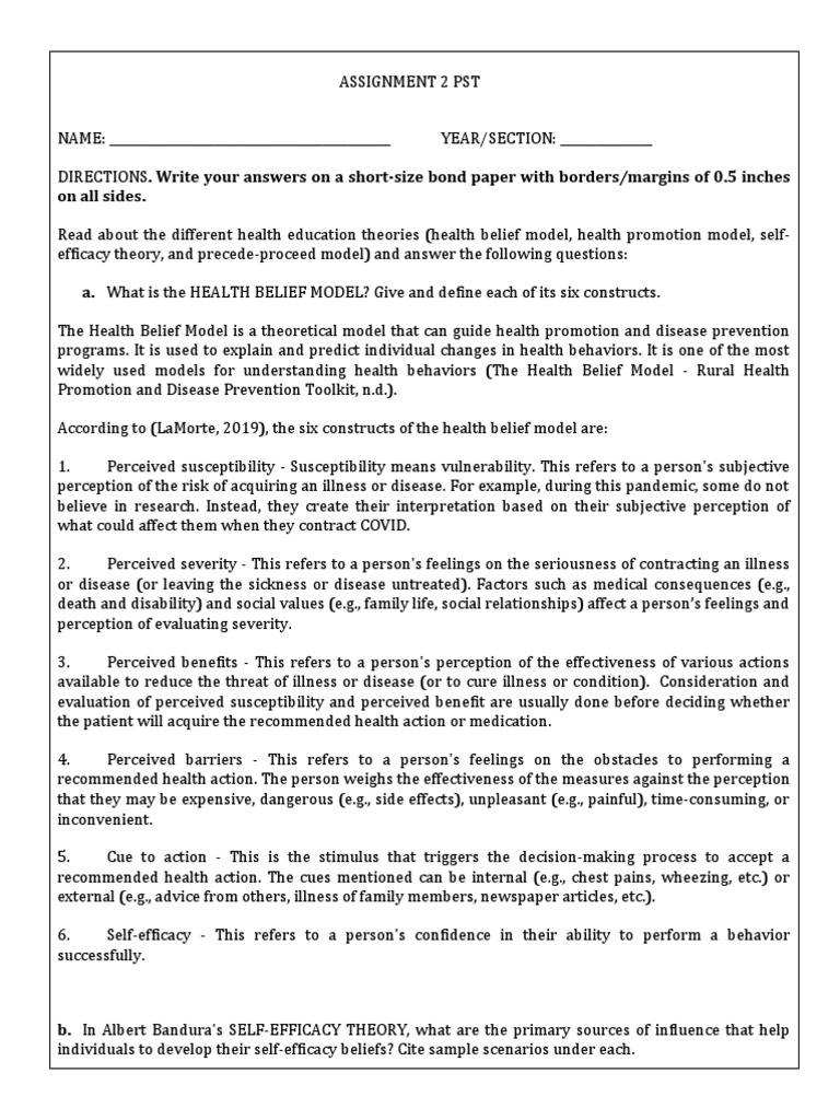 PST Assignment 2 | PDF | Psychology | Health Sciences