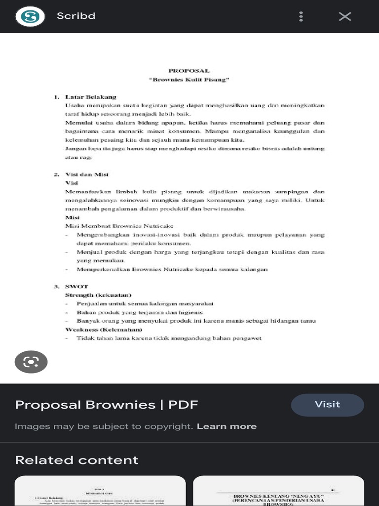 Proposal Usaha Makanan Brownies - Google Search | PDF