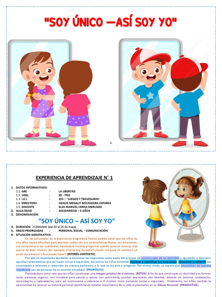 Exp. 1-Soy Unico - Yo Soy Así | PDF | Comunicación no verbal | Las ...