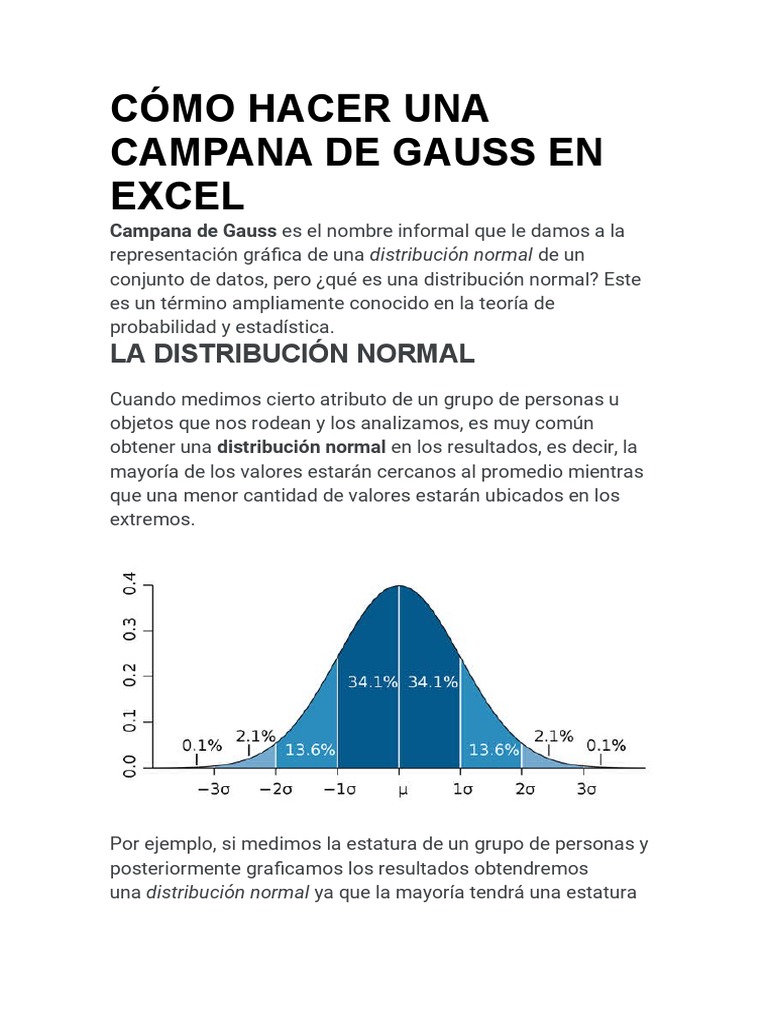 Cómo Hacer Una Campana de Gauss en Excel | PDF Cómo Hacer Una Campana de Gauss en Excel | PDF