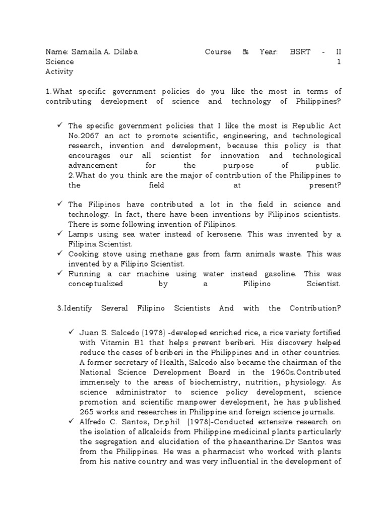 Sci 1 Activity 1 Midterm | PDF | Science | Health Sciences