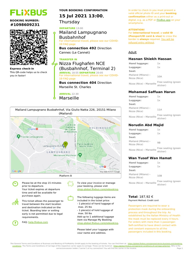 FLIX-bus Ticket | PDF