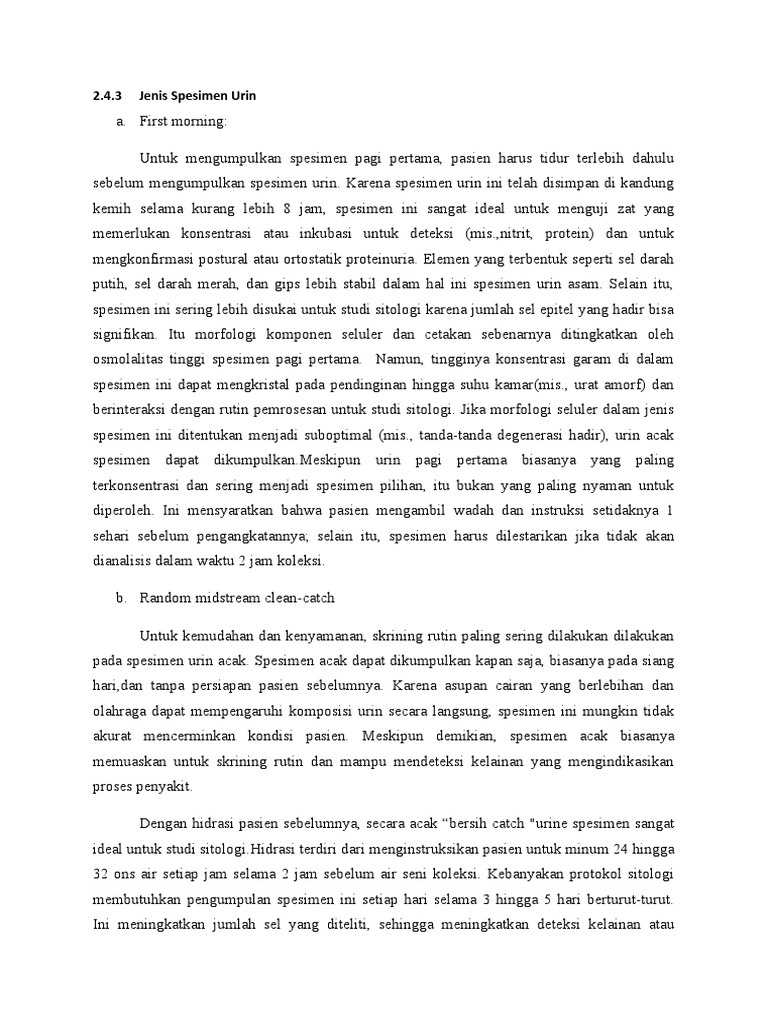 Jenis Spesimen Urin | PDF