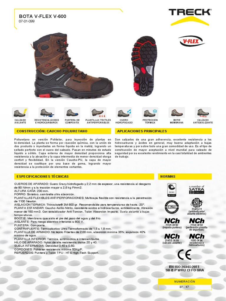 Bota V-FLEX-V-600 | PDF | Aislamiento térmico | Poliuretano