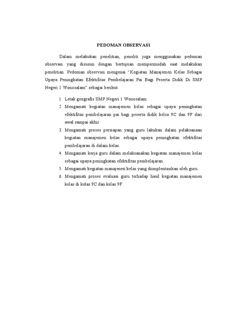 Pedoman Observasi | PDF | Pengembangan Diri | Kesehatan Holistik