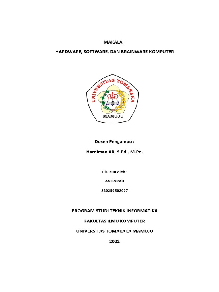 Makalah Hardware, Software, Dan Brainware Komputer | PDF