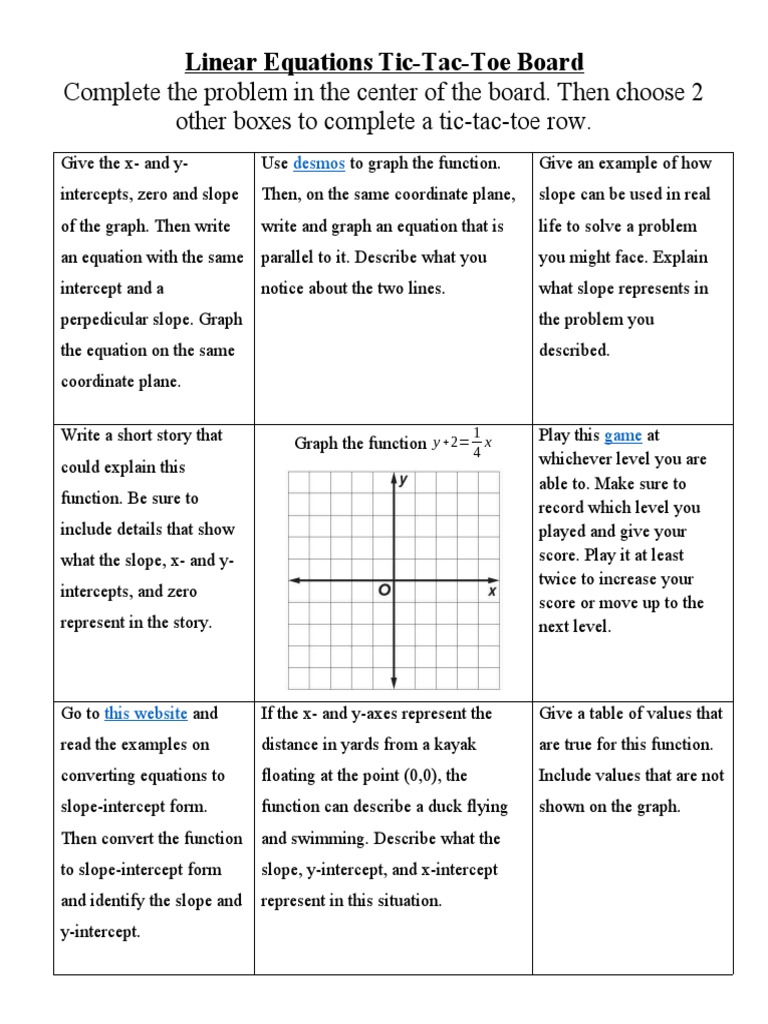 Linear Equations Activity Board | PDF | Learning | Cognition