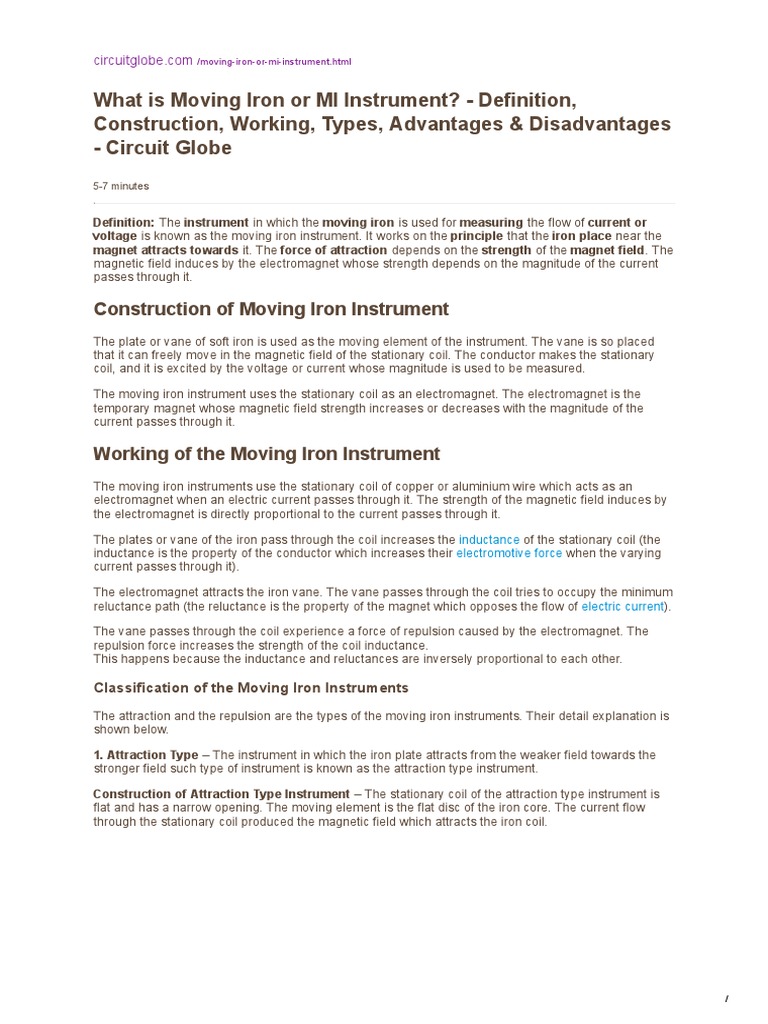 What Is Moving Iron or MI Instrument? - Definition, Construction ...