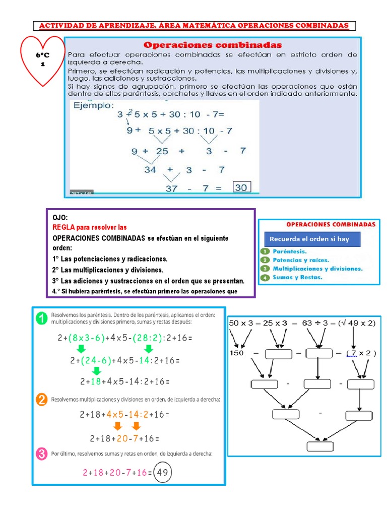6°C Ficha APREND Matem OPERACIONES COMBINADAS | PDF