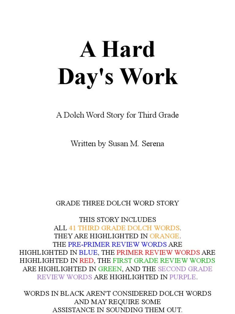 Grade Three Dolch Word Story | PDF