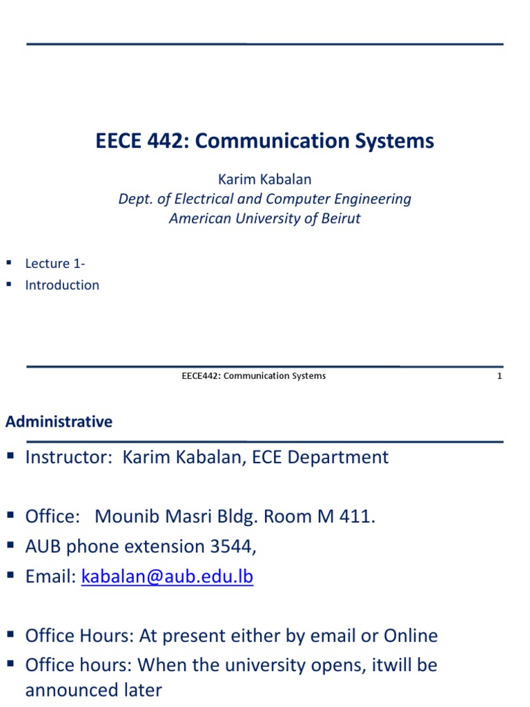 EECE 442 - Chapter 1 - Introduction | PDF | Telecommunications | Signal ...