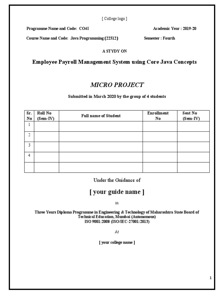 Employee Payroll Management System Using Core Java Concepts | PDF ...