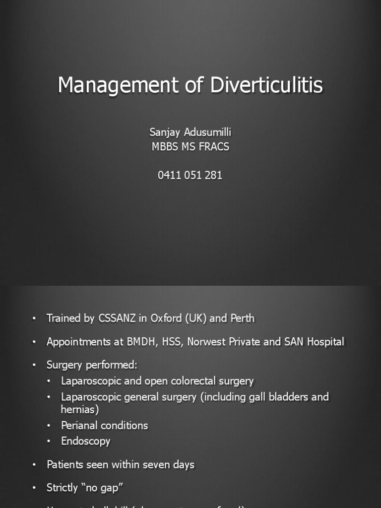 DR Sanjay Adusumilli Divertic Disease | PDF | Medical Specialties ...