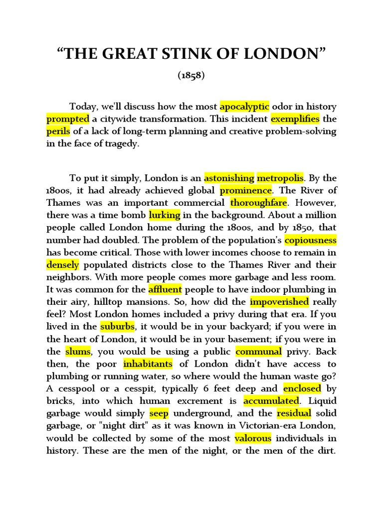 The Great Stink of London: How a Notorious Odor in 1858 Prompted the ...