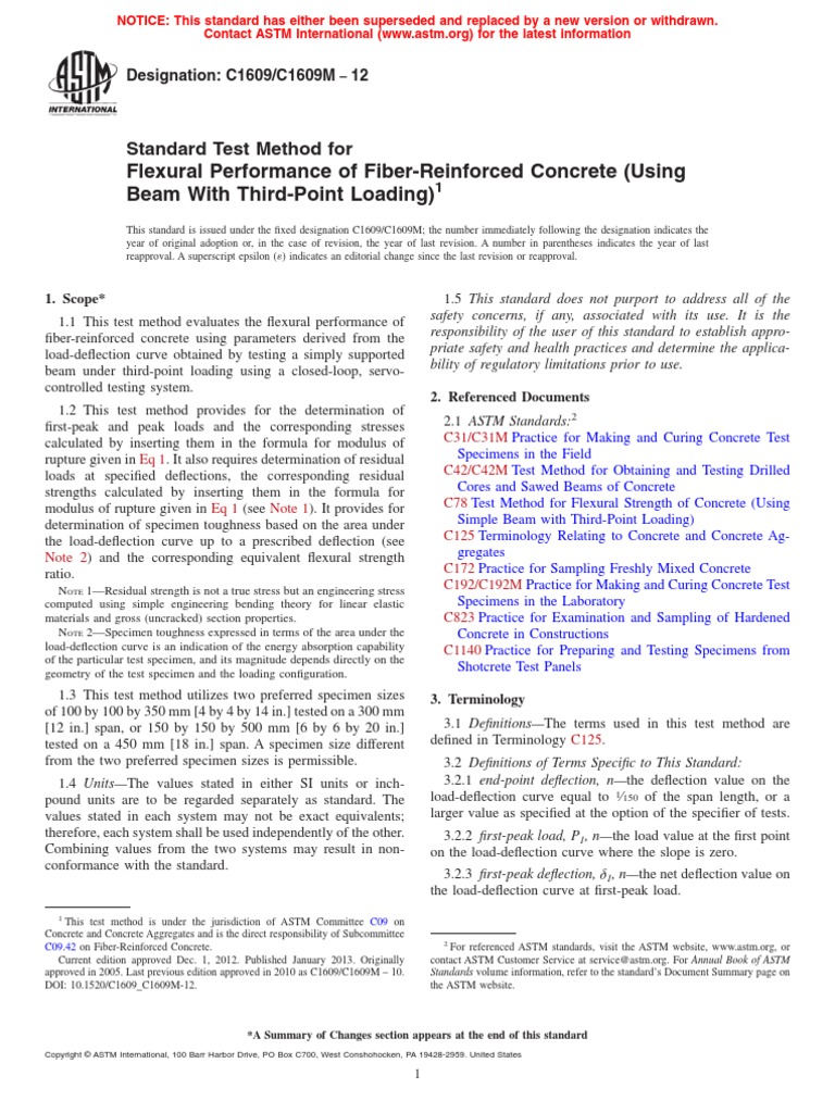 Standard Test Method For Flexural Performance of Fiber-Reinforced ...