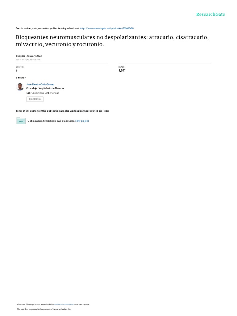 Bloqueantes Neuromusculares No Despolarizantes: Atracurio, Cisatracurio ...