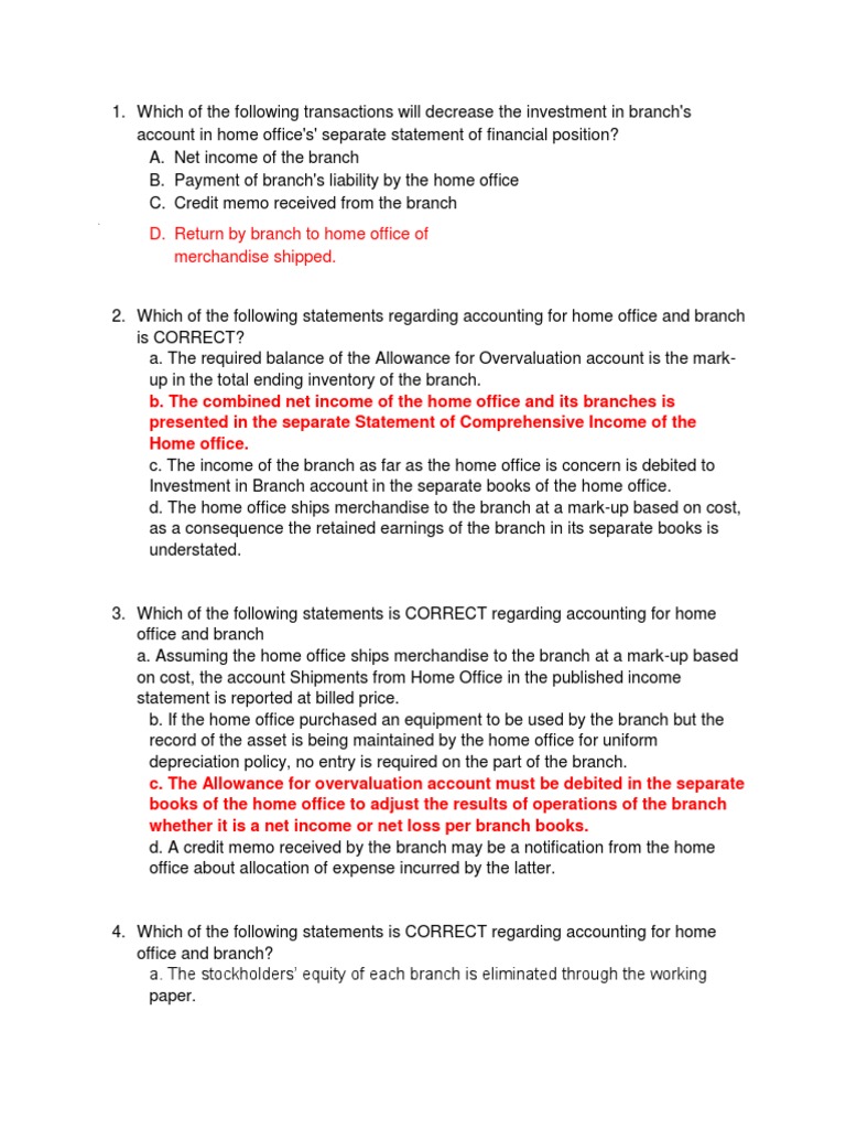 Home Office Questions With Answers | PDF | Debits And Credits | Accounting