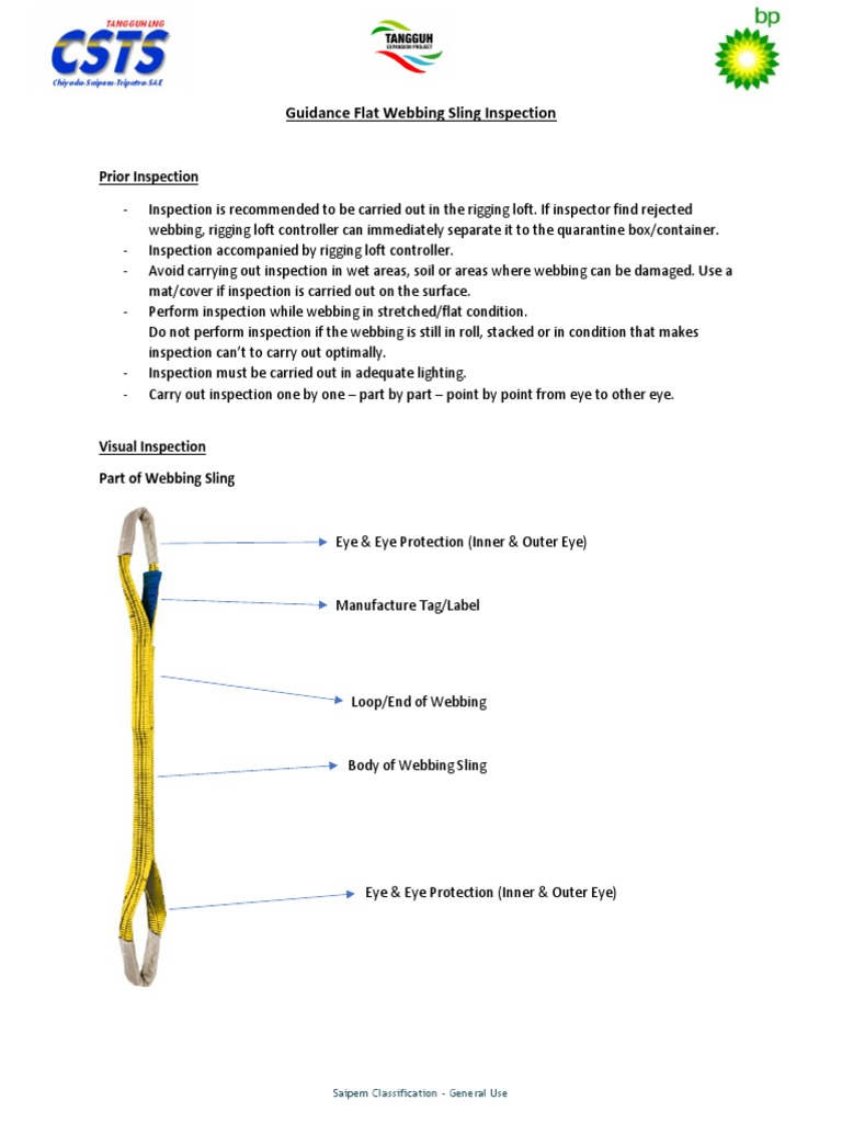 Guidance Flat Webbing Sling Inspection | PDF | Welding | Construction