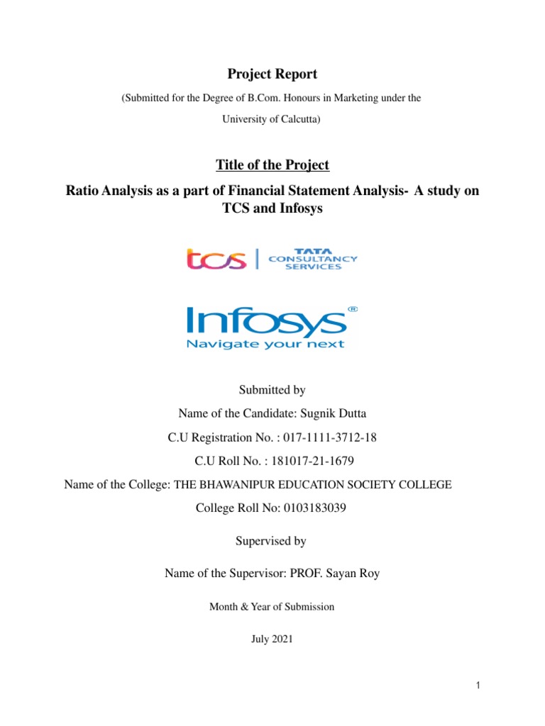 Ratio Analysis of TCS and Infosys | PDF | Equity (Finance) | Balance Sheet