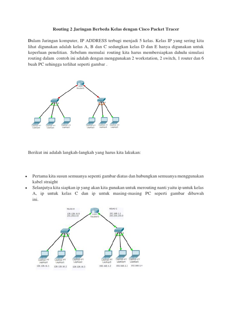 Routing 2 Jaringan Berbeda Kelas | PDF